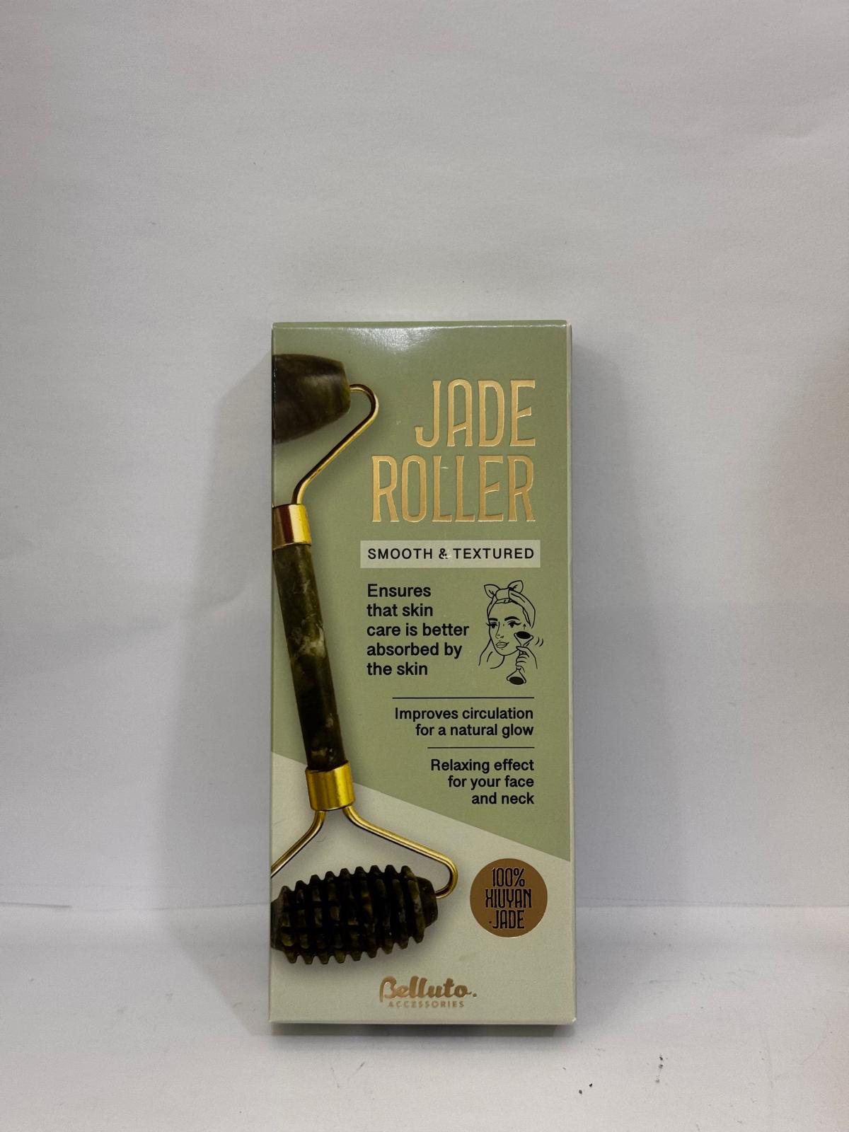 Dual Jade Roller – Smooth & Textured 100% Xiuyan Stone – Aegean Vibe